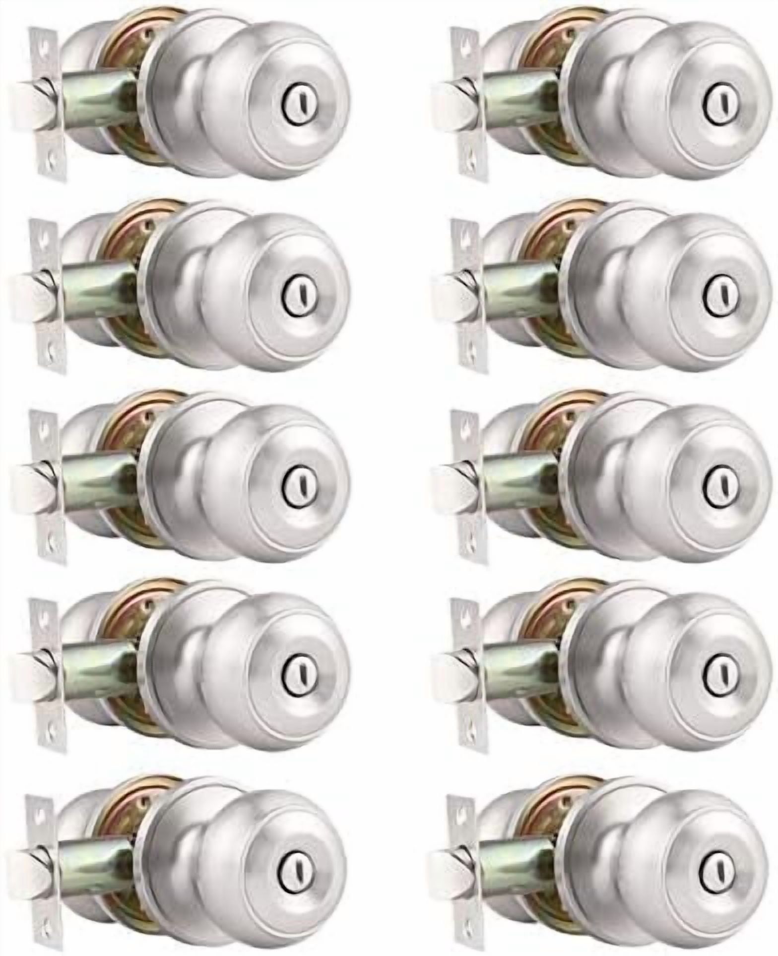 10 Pack Round Privacy Door Knob(Thumb Turn Lock on The Inside), Keyless ...