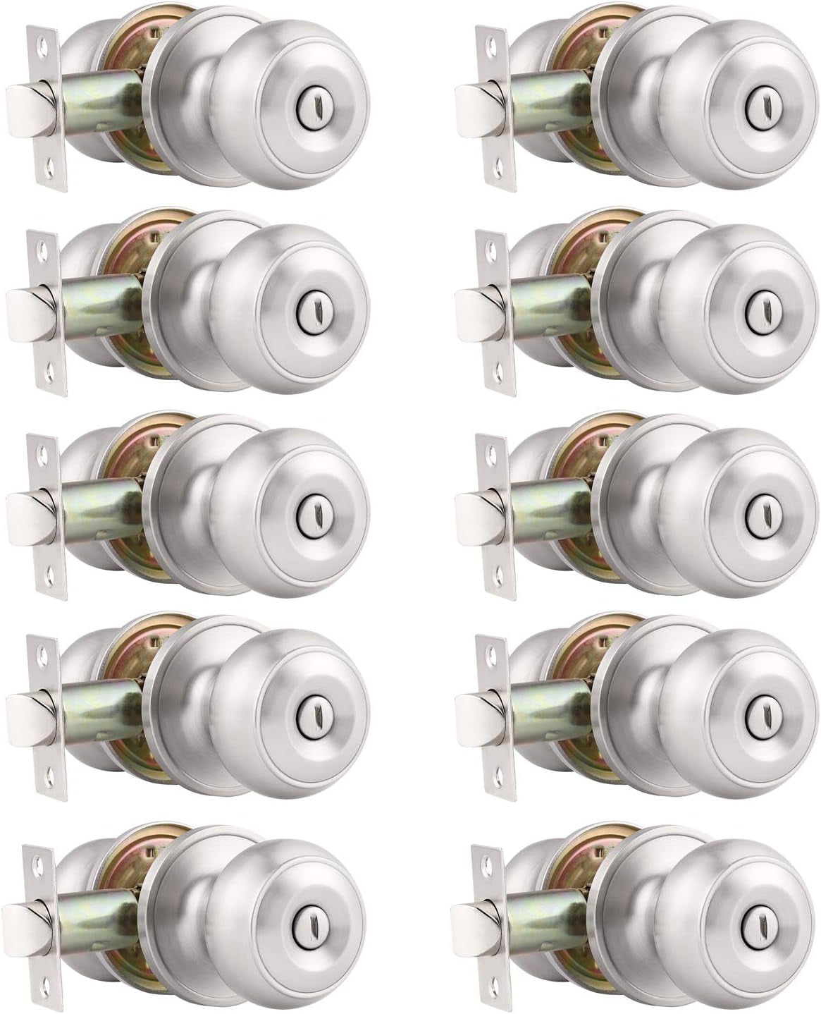 10 Pack Round Privacy Door Knob (Thumb Turn Lock on the Inside ...