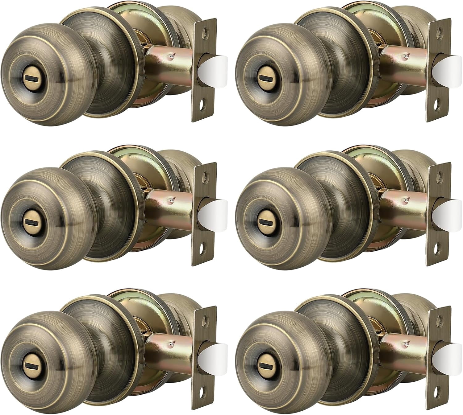 10 Pack Round Privacy Door Knob(Thumb Turn Lock on The Inside), Keyless ...