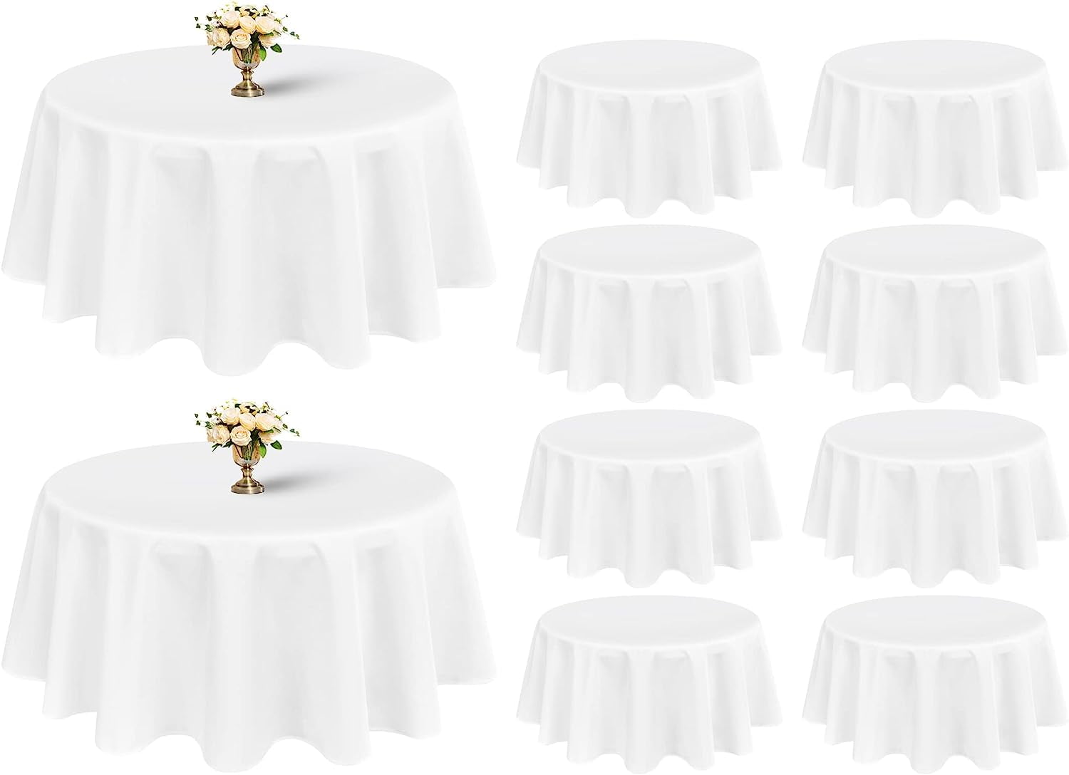 10 Pack Round Tablecloth 70 Inch Polyester Round Table Cloth White ...