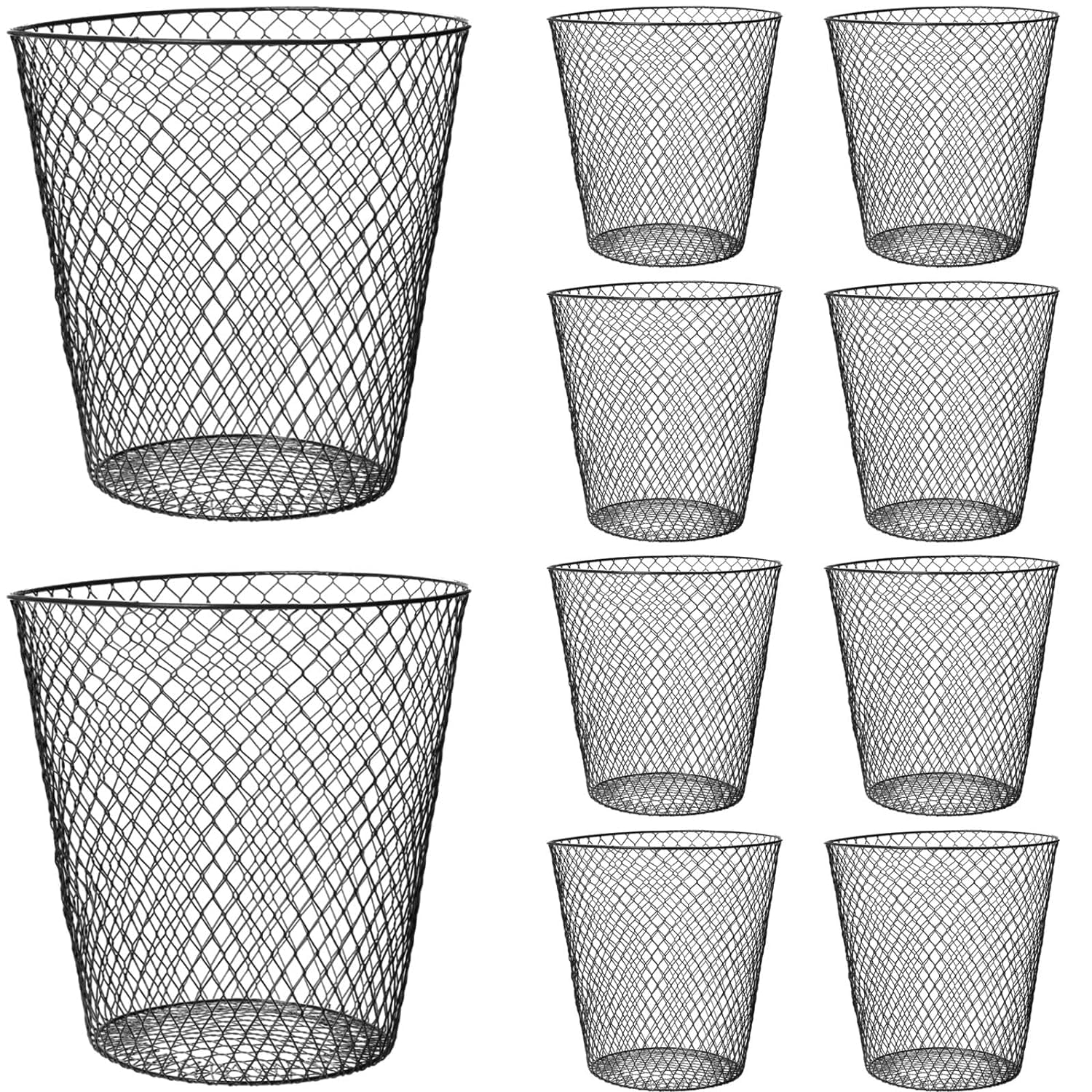 10 Pack Round Waste Basket,Wire Mesh Desk Metal Trash Garbage Can ...