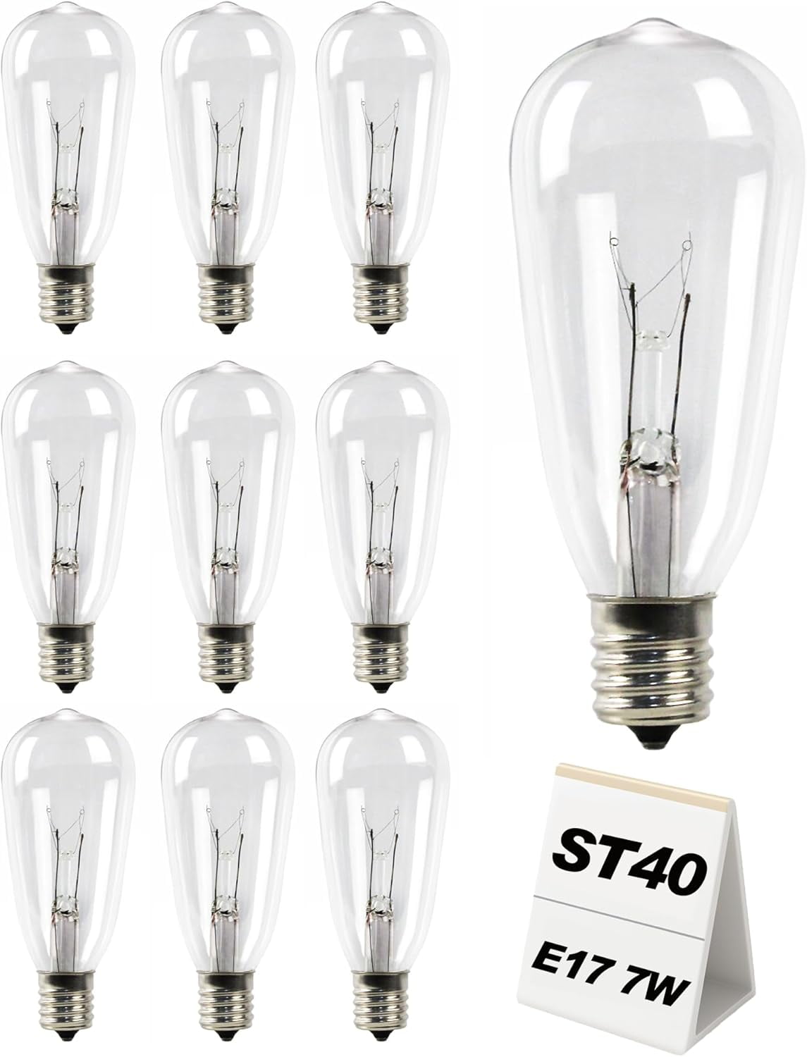 10-Pack ST40 Light Bulbs for Outdoor String Lights, Durable Glass & E17 ...
