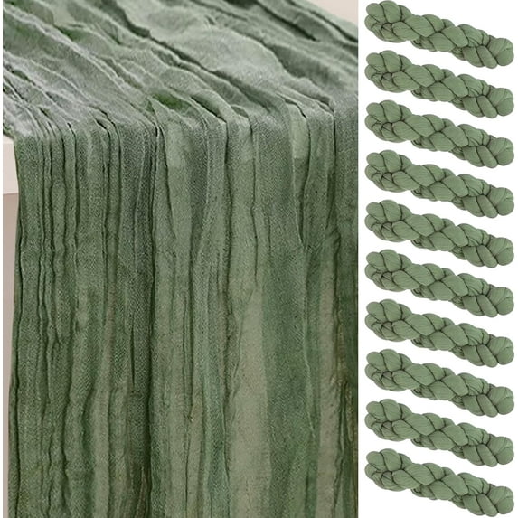 10 Pack Sage Green Cheesecloth Table Runner 35x120 Inch 10Ft Rustic ...