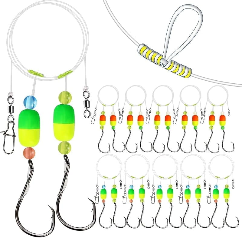 10 pack Saltwater Pompano Rigs Surf Fishing Kit with Capsule Floats T ...