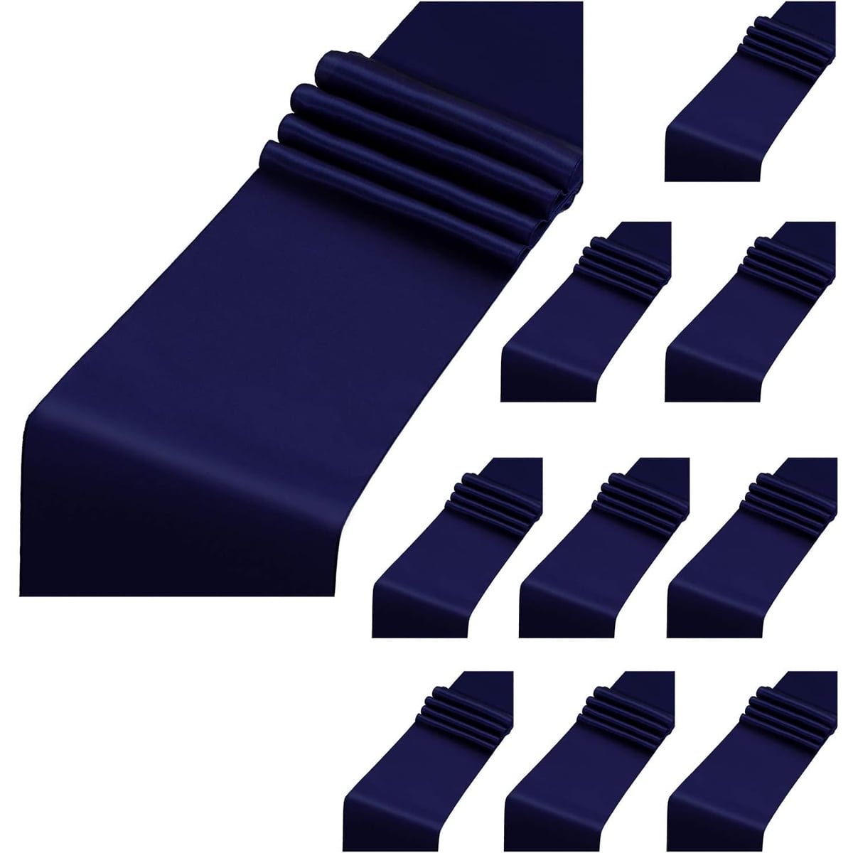 10 Pack Satin Table Runner 12 x 108 Inch Navy Blue Long Wedding Satin ...