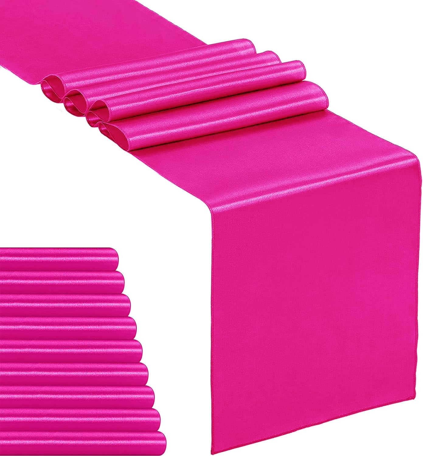 10-Pack Satin Table Runner Fuchsia 12 x 108 inches Long, Table Runners ...