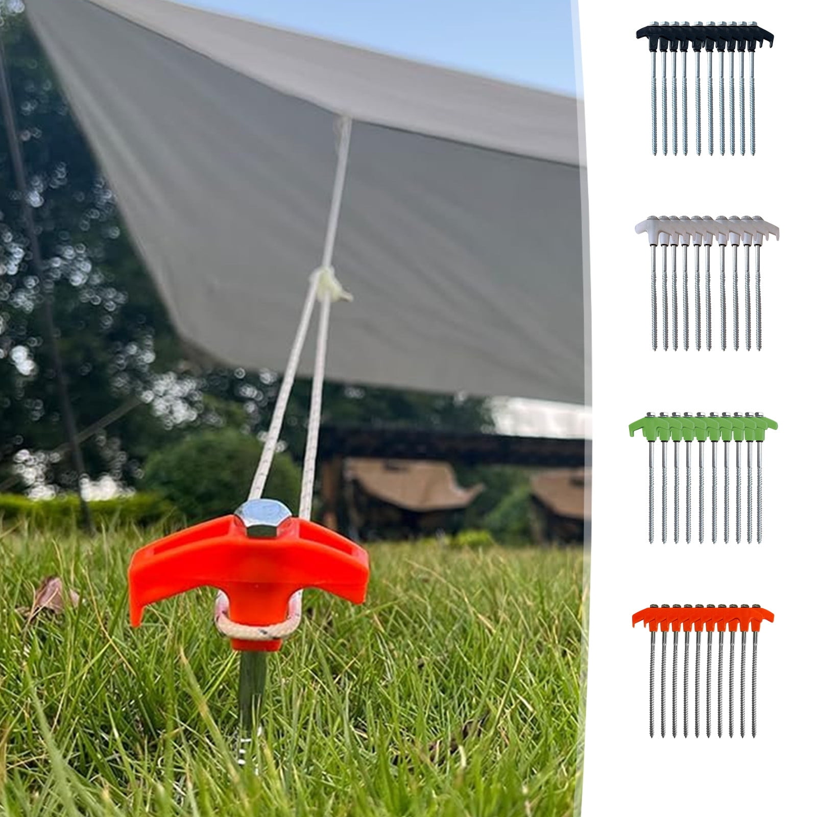 10 Pack Screw in Tent Stakes Heavy Duty,9.8" Ground Anchors Screw In ...