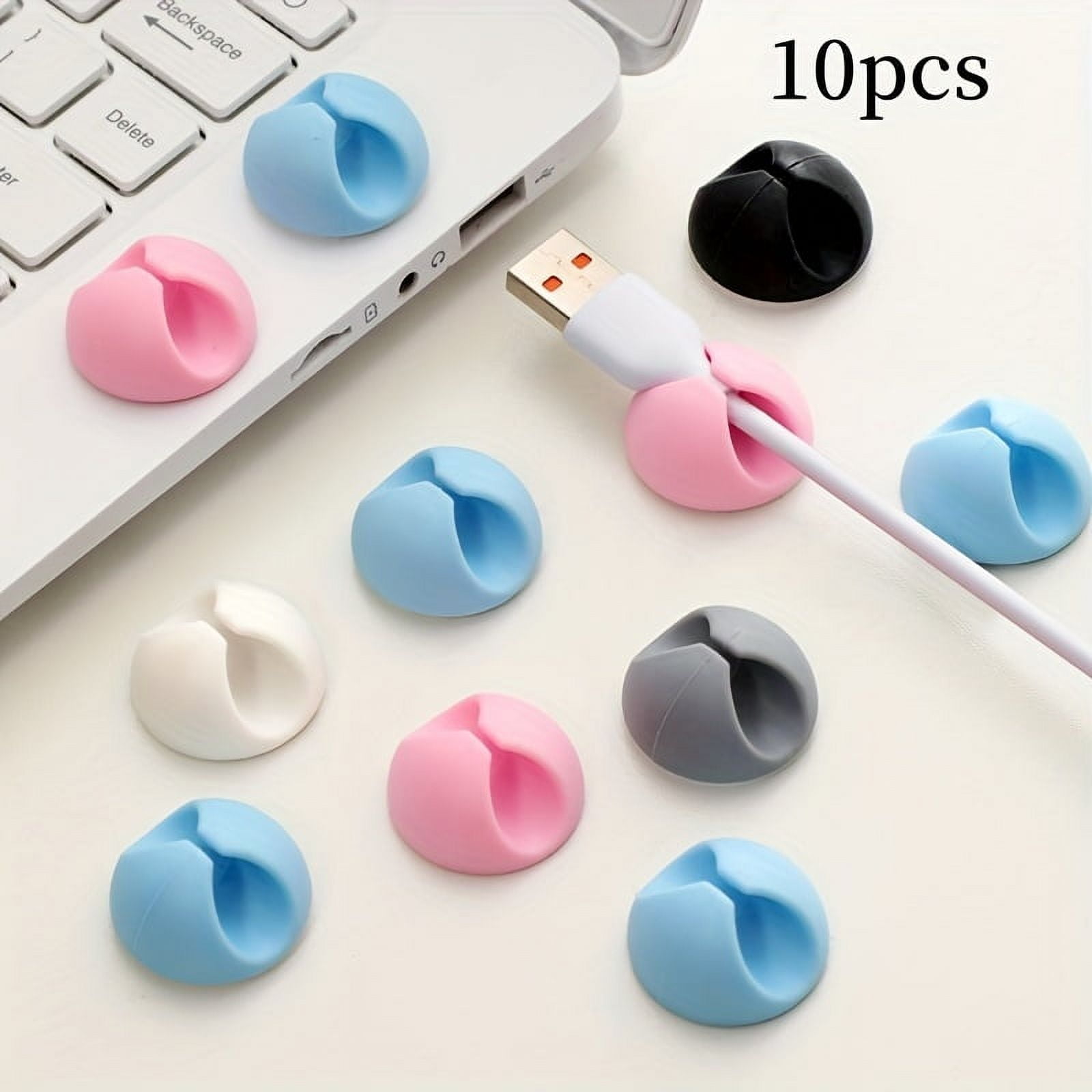10-Pack Self-Adhesive Cable Clips, Desk Cord Organizer, Wire Management ...