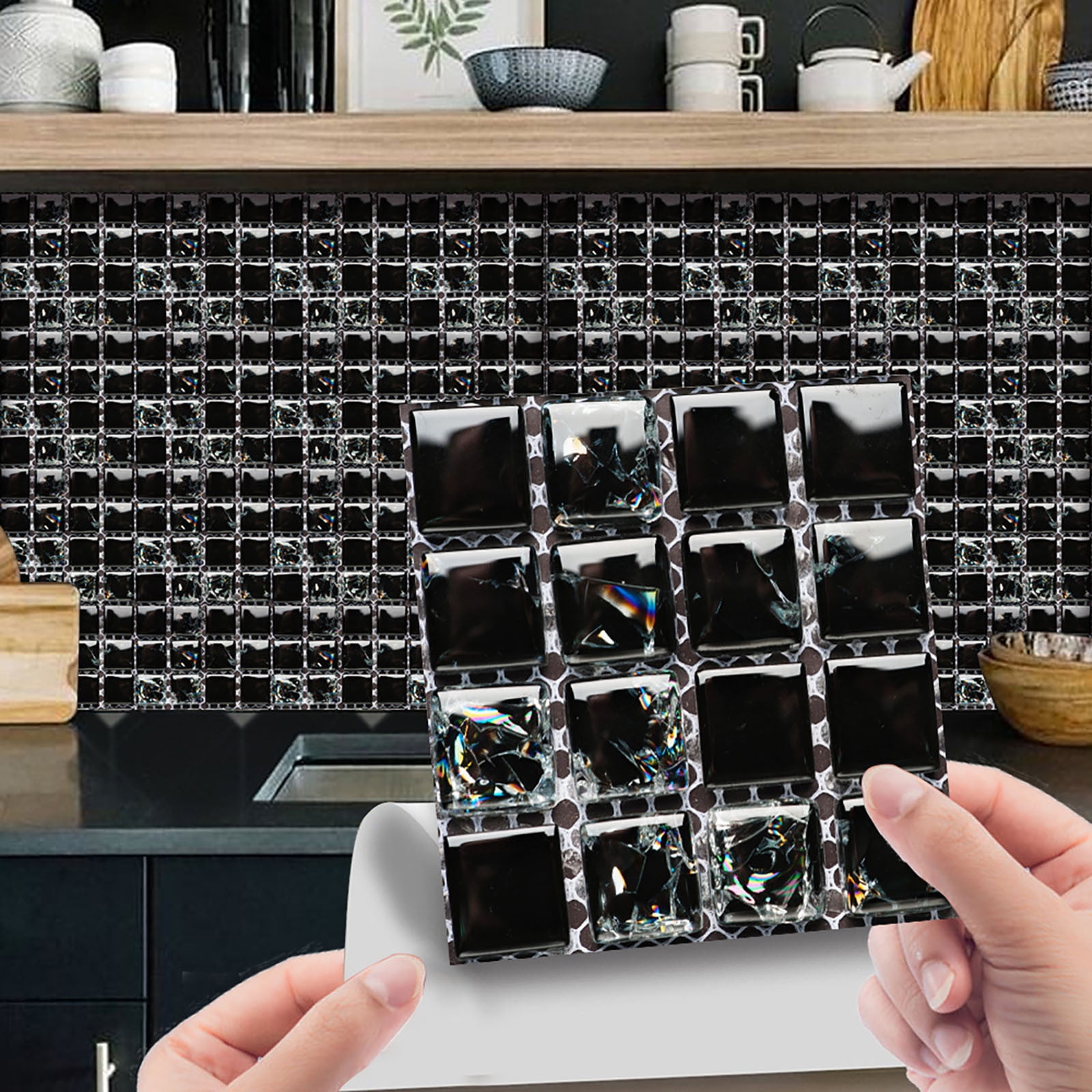 10 Pack Self-Adhesive Glass Mirror Mosaic Tiles Small Square Mirror ...