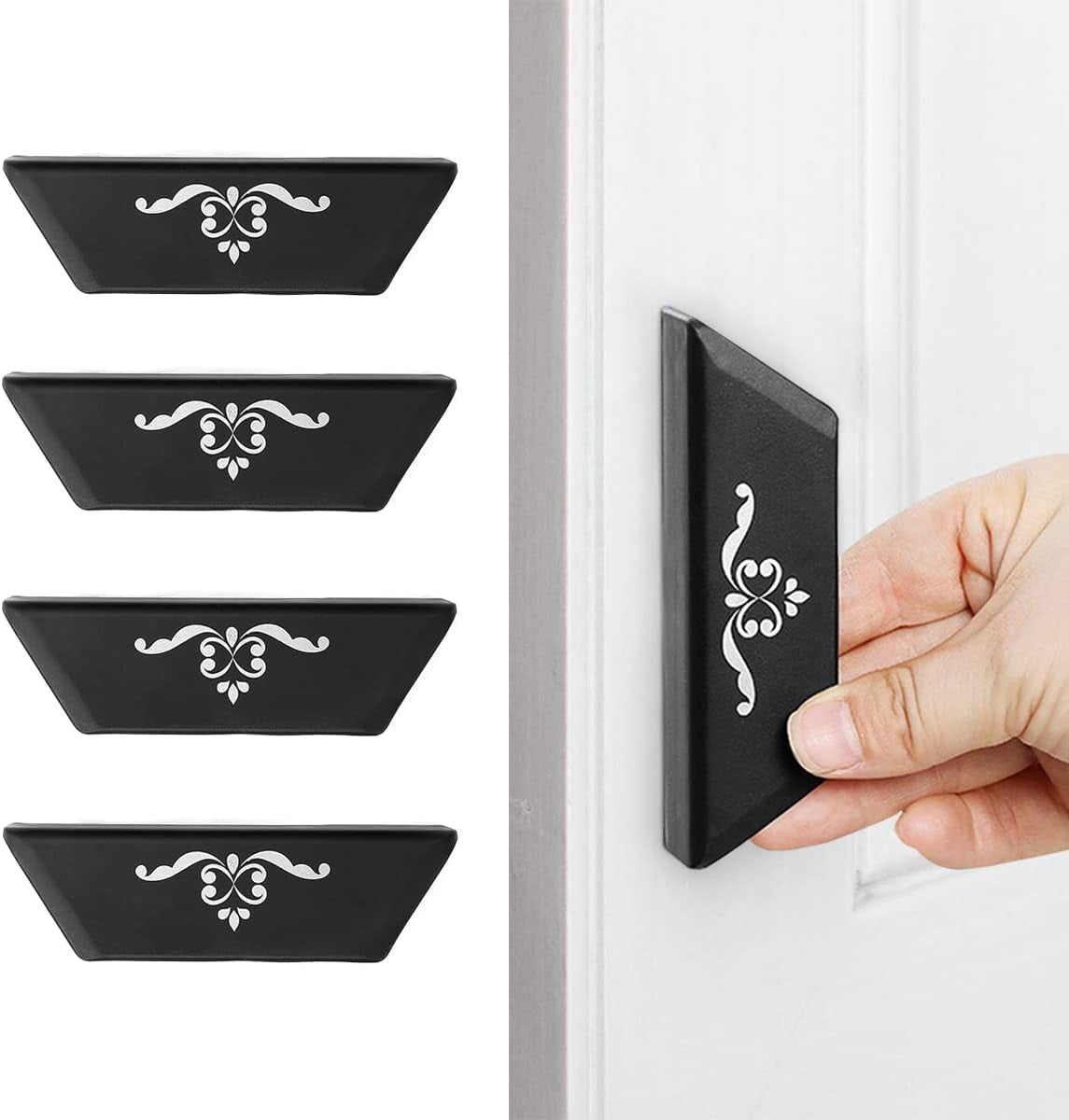 10 Pack Self-Stick Handle No Drilling Self-Adhesive Drawer Knobs Black ...