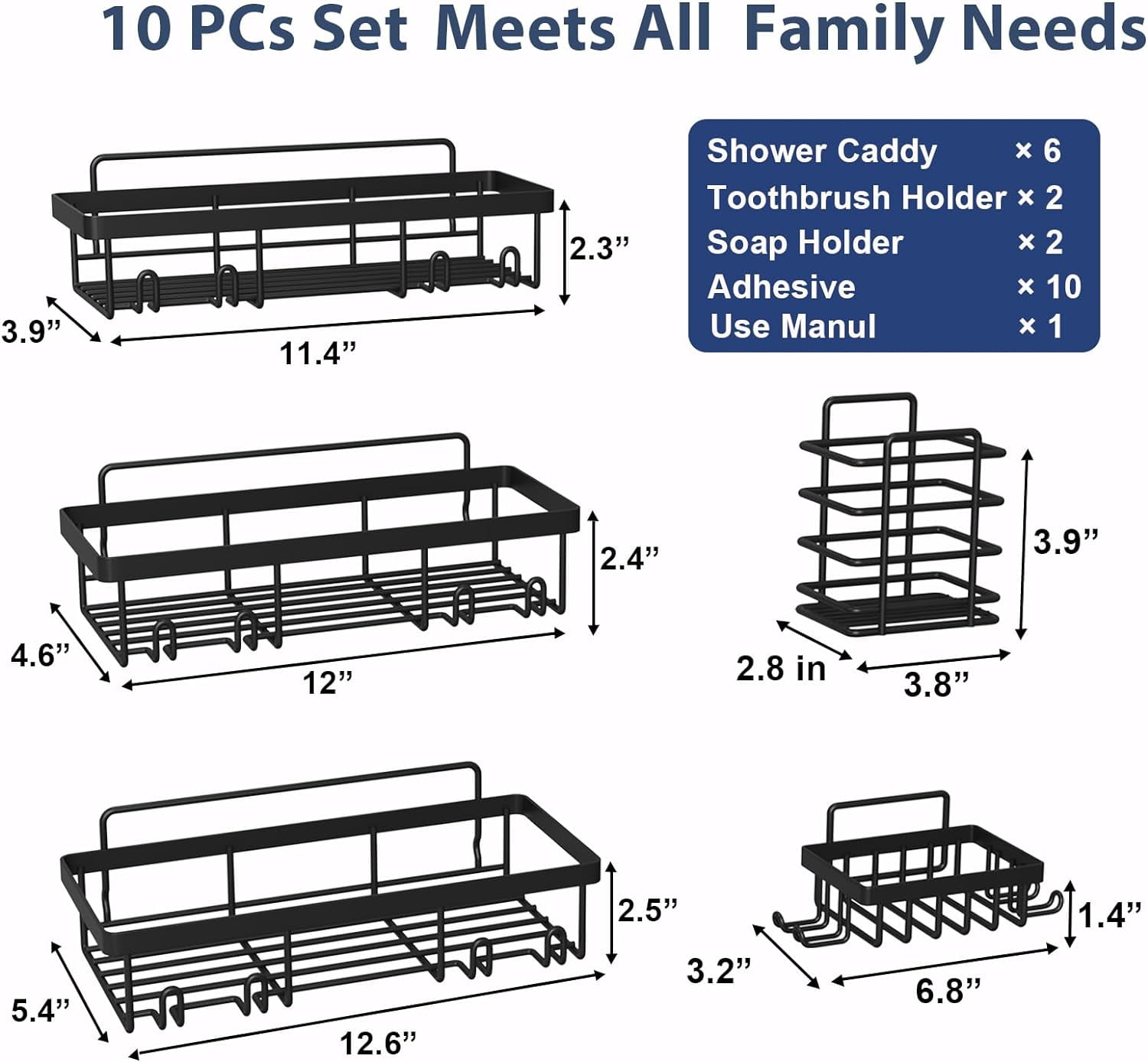 10 Pack Shower Caddy Organizer Rack Shelf for Inside Shower, Self ...