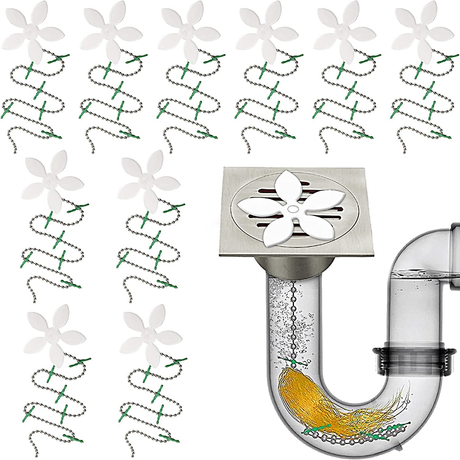 10 Pack Shower Drain Protector Hair Catcher, Drain Clog Remover,Flower ...