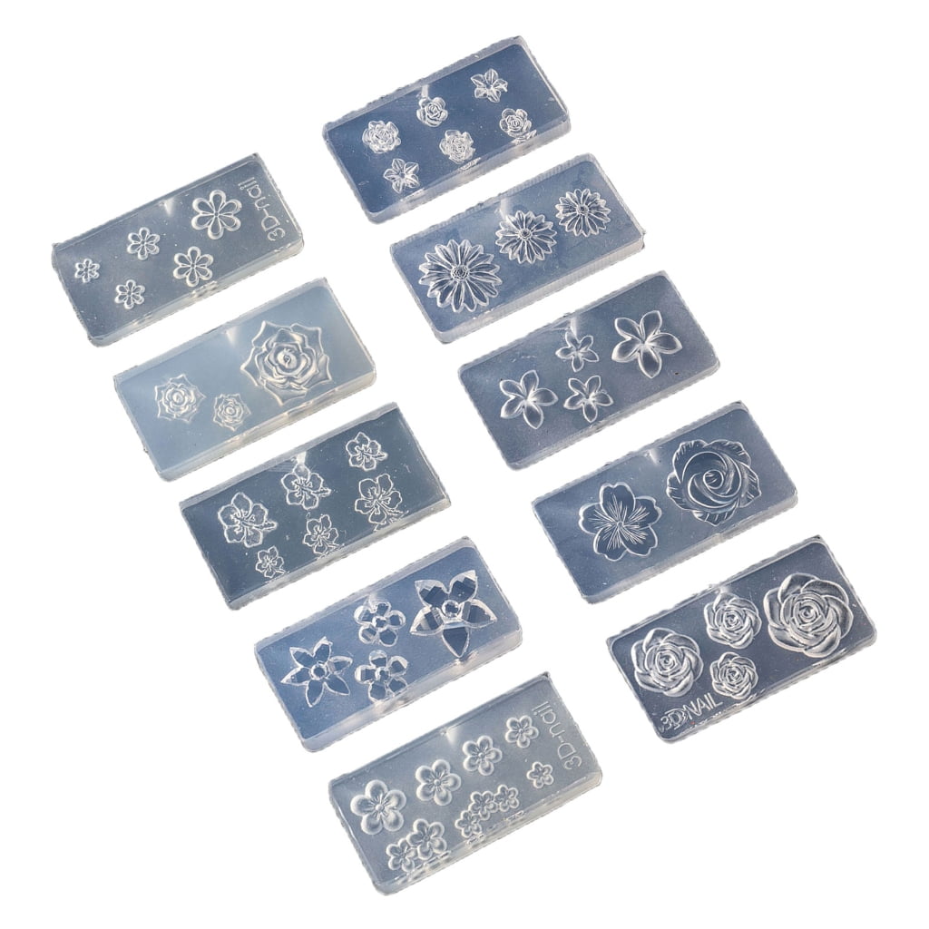 10 Pack Silicone Nails Art Mold Accessory Mold Nails Decorative Mold ...