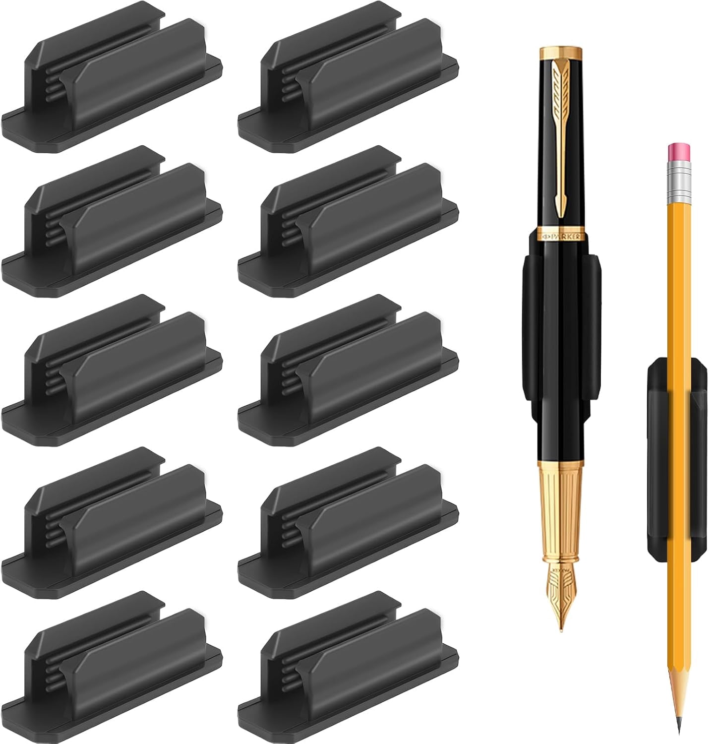 10-Pack Silicone Pen Holder With Adhesive Backing, Flexible Desk & Wall ...