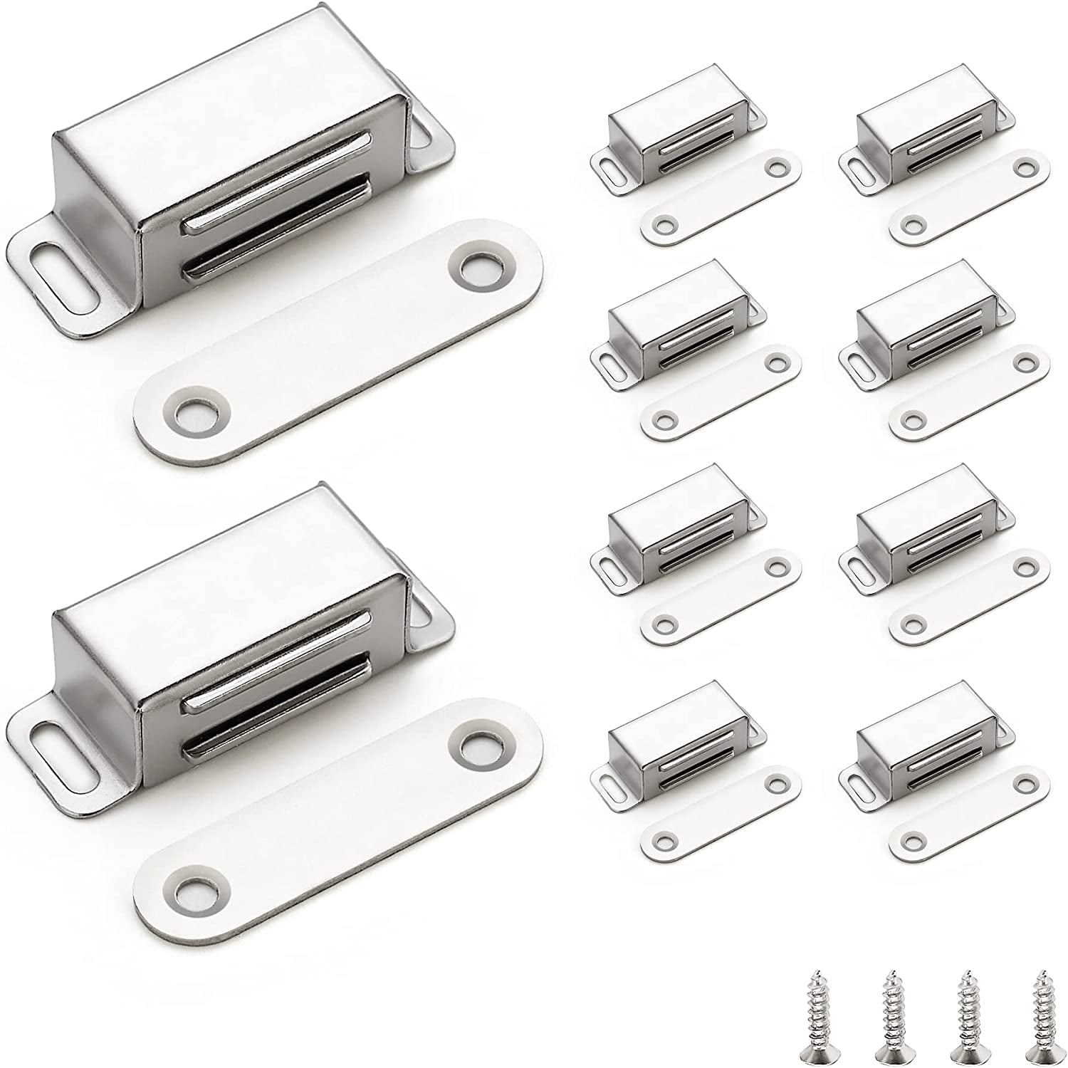 10 Pack Silver Magnetic Door Catch, Brushed Satin Nickel Cabinet ...