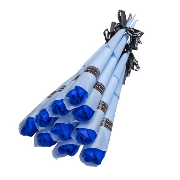 10 Pack Single Stem Artificial Rose Bouquet Valentines Day Gift, Shiny ...