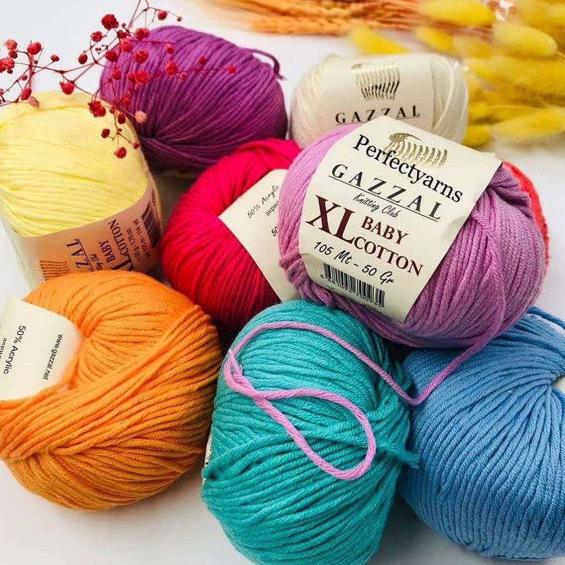 10 Pack (Skein) Gazzal Baby Cotton XL, 50% Soft Cotton 50% Acrylic ...