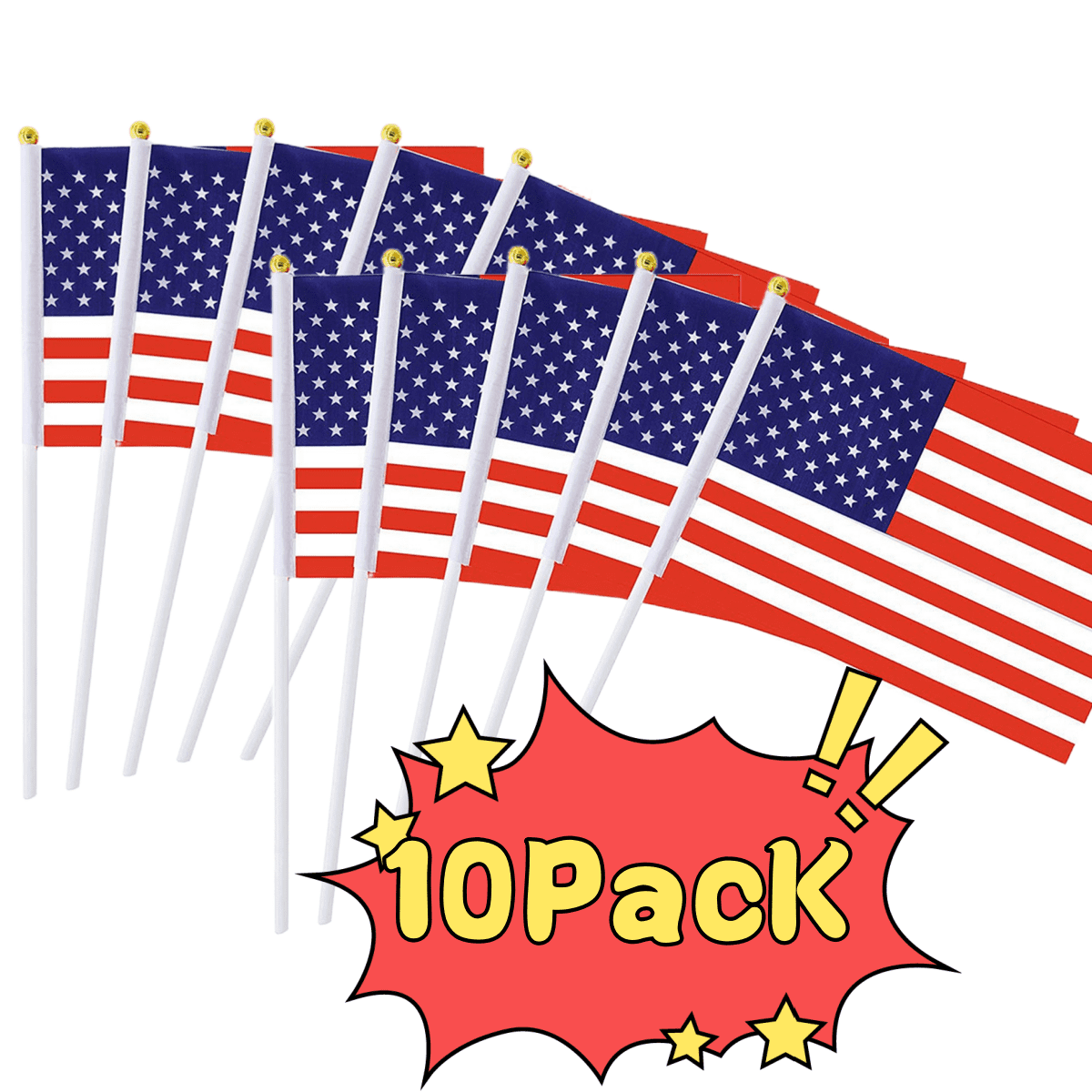 10 Pack Small American Flags on Stick, 5.6x8.4 Inches 4th of July ...