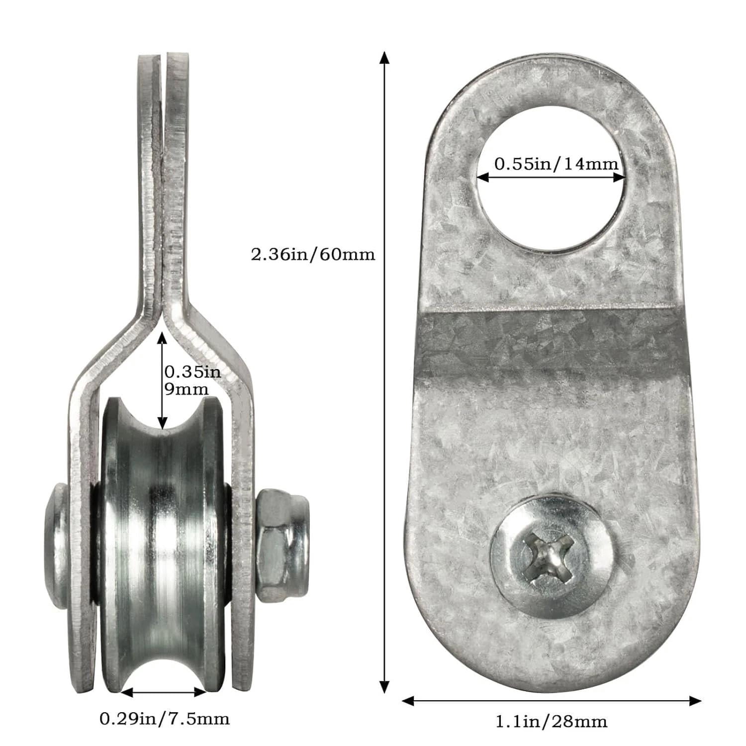 10 Pack Small Snatch Cable Pulley Block for 6mm / 0.23 Inch Wire Rope ...