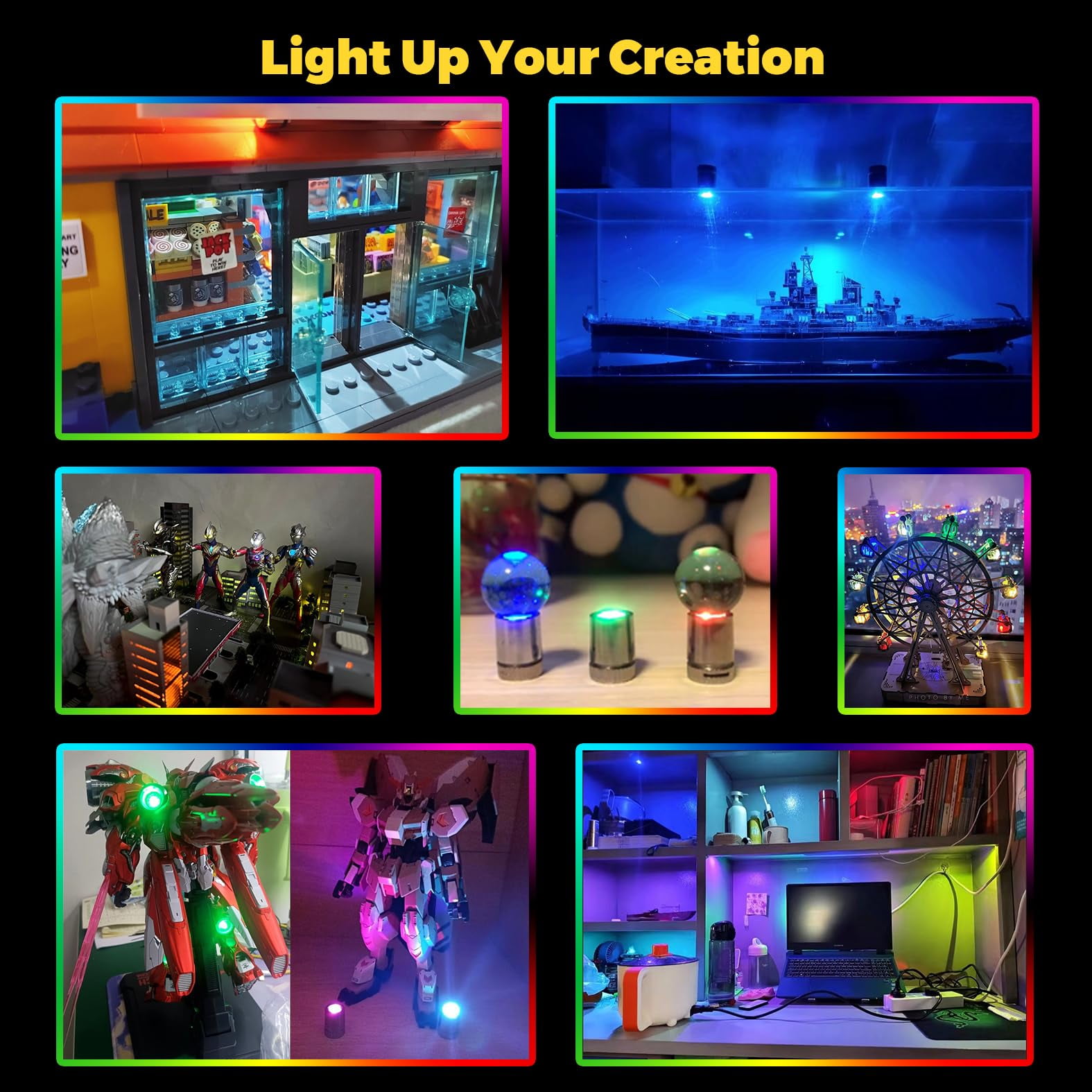 10 Pack Small Spotlight, Battery Operated LED Outdoor Lights, LED Wireless Miniature Spot Light ...