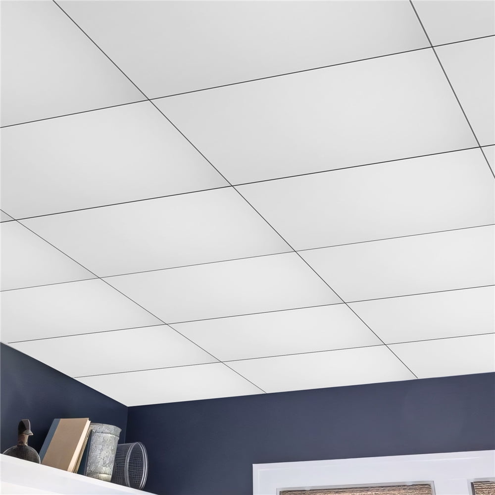 10-Pack Smooth Drop Ceiling Tile 2ft x 4ft - Fire-Rated, Waterproof ...