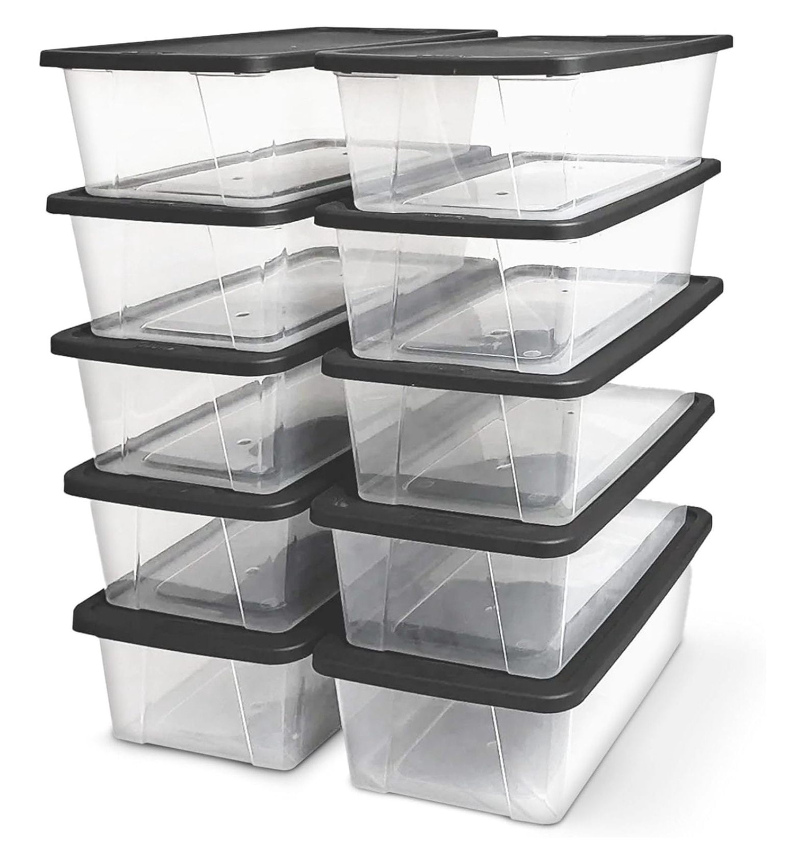10-Pack Snaplock, Small Clear Plastic Storage Bins with Lids, 6 Quart ...