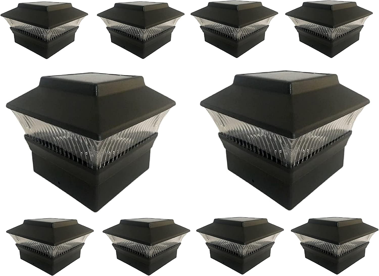 10 Pack Solar 4X4" Fence Post Cap Light with One LED Bulbs BLACK Garden ...