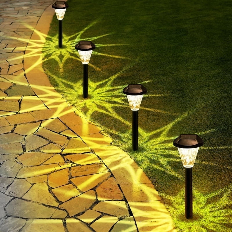 FKHouse Solar Garden Lights 10 Pack Waterproof Outdoor Pathway Lighting ...