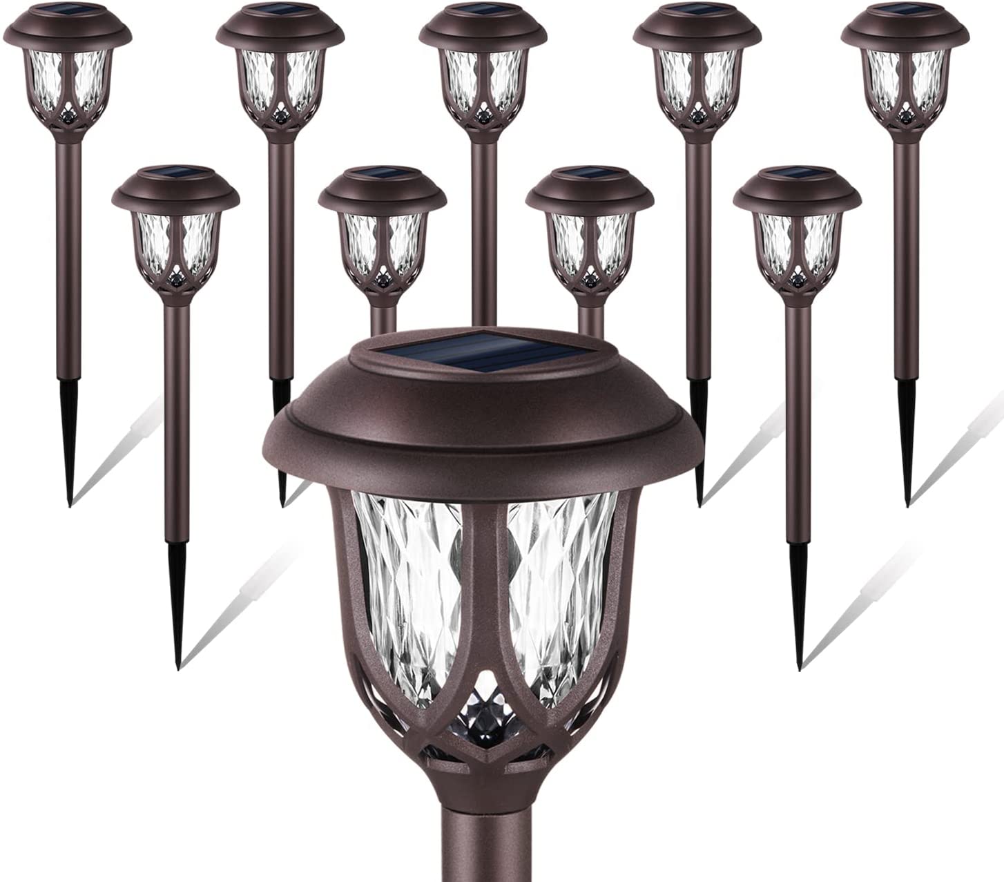 10 Pack Solar Lights Outdoor Decorative, Solar Pathway Lights Outdoor ...