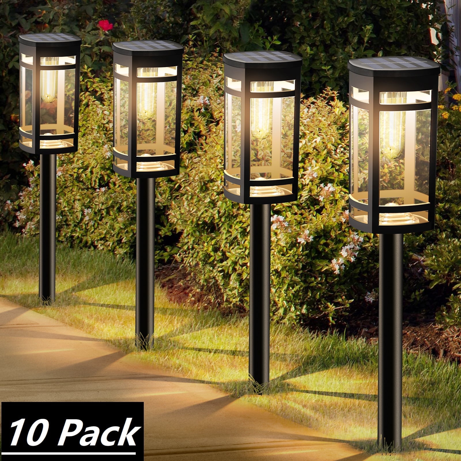 10 Pack Solar Lights Outdoor Waterproof for Garden Pathway Walkway Yard ...
