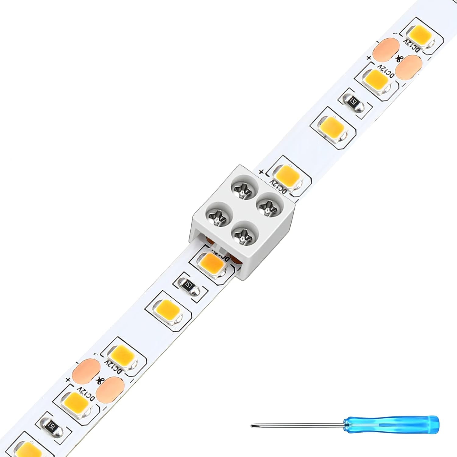 10 Pack Solderless LED Tape to Tape Connectors Tighten Screw Terminal ...