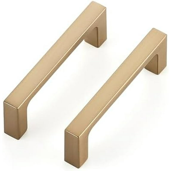 10 Pack Solid 3 Inch Square Cabinet Handles - Champagne Bronze Pulls ...