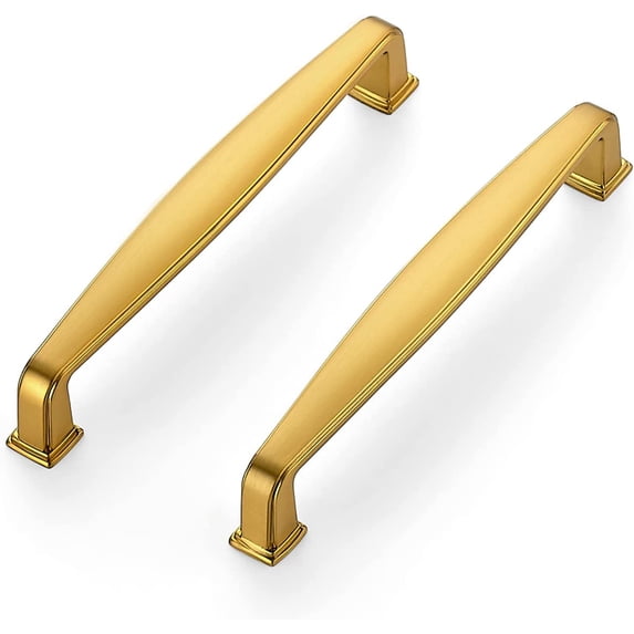 10 Pack Solid 5 Inch Cabinet Handles - Brushed Brass Pulls for Kitchen ...