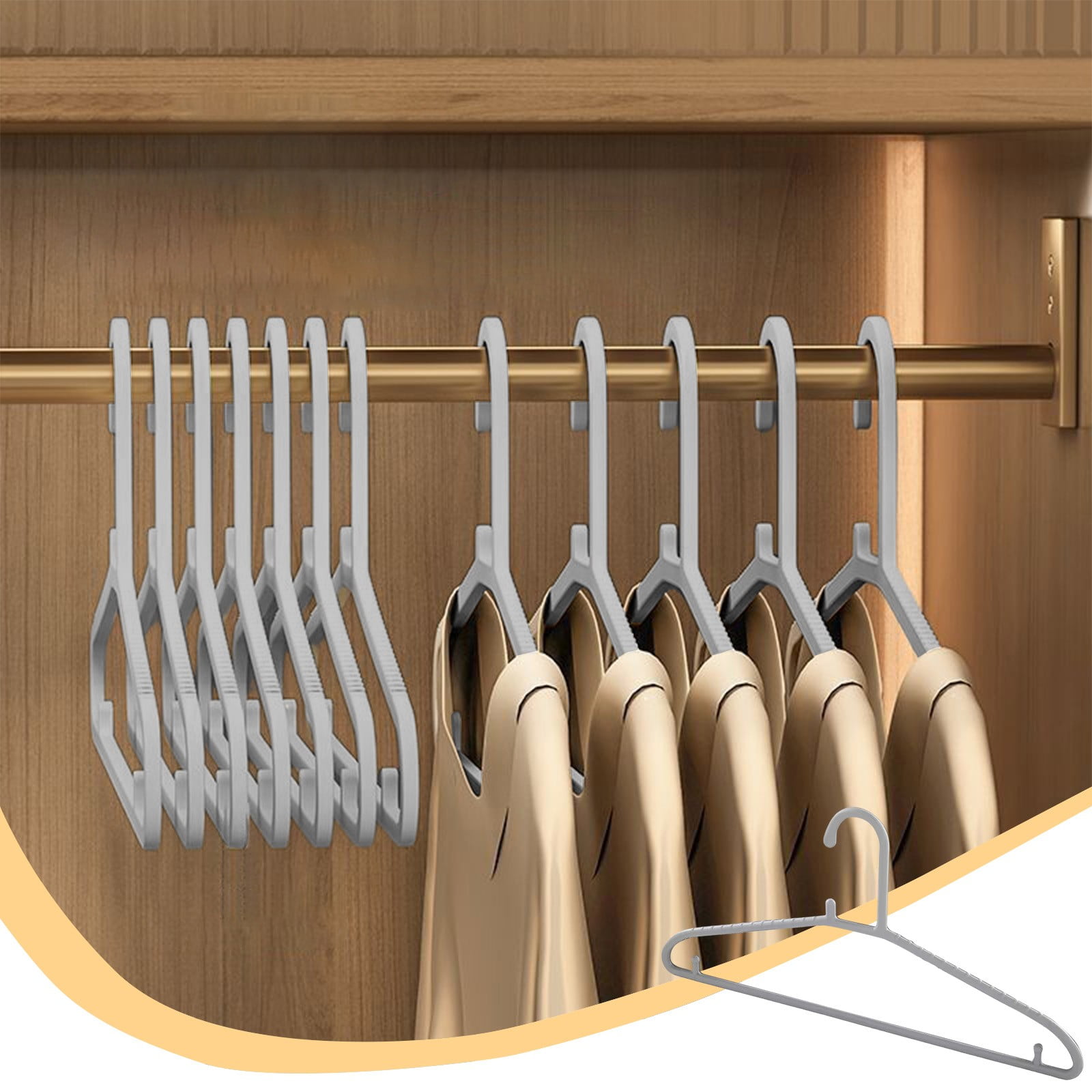 10-Pack Space Saving Non-Slip Plastic Clothes Hangers - Gray & White ...