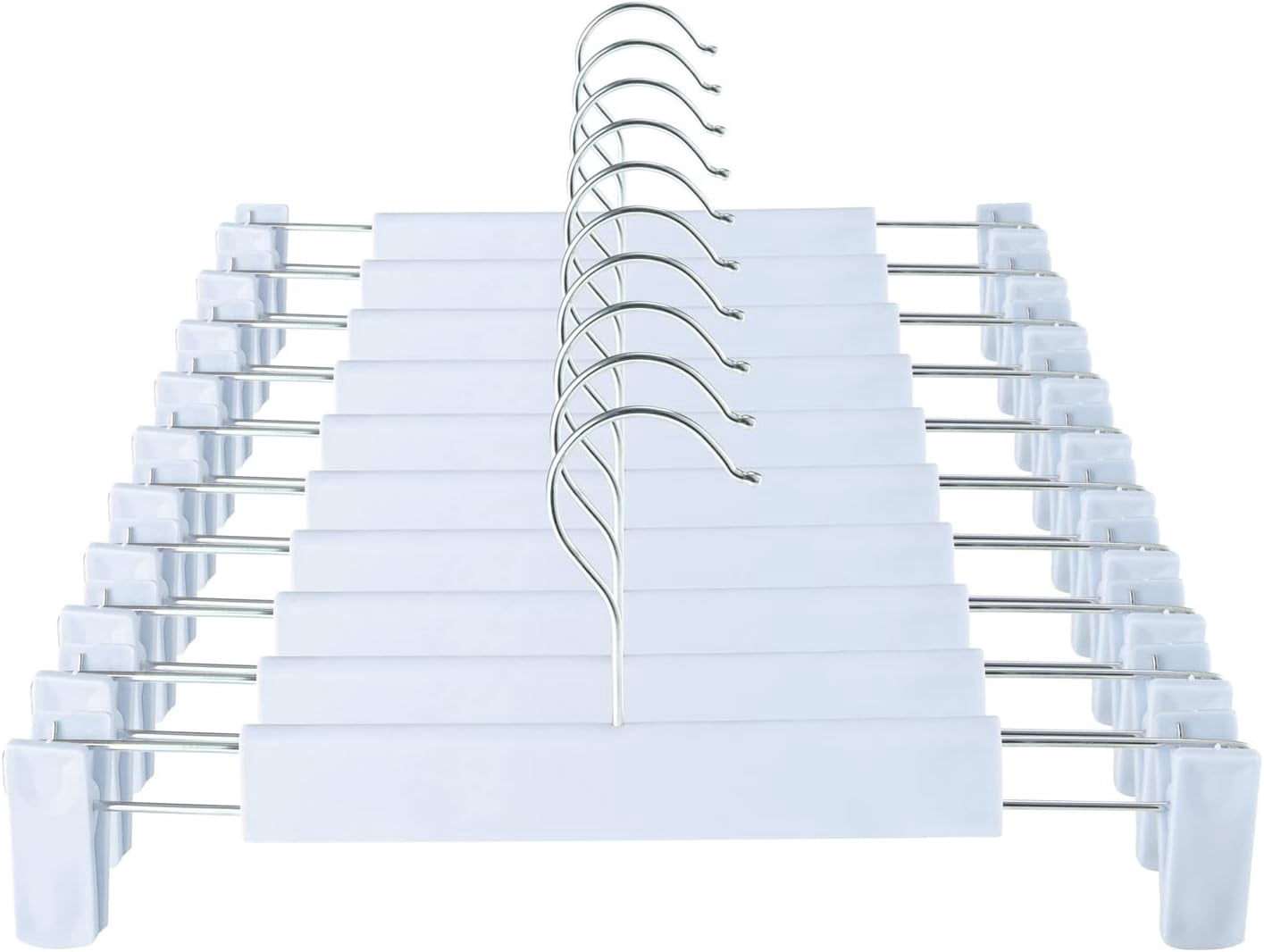 10 Pack Space Saving Pants Hangers with Clips, 12 Inch Plastic Skirt ...