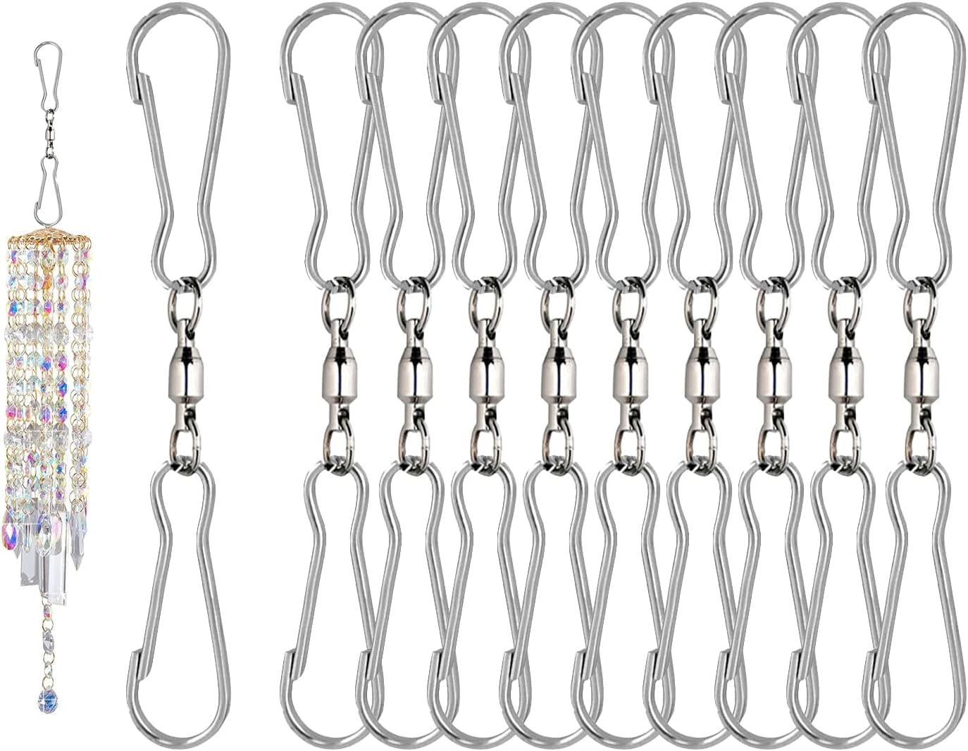 10 Pack Spinning Dual Clip Swivel Hooks, Windsocks Clip, for Wind ...