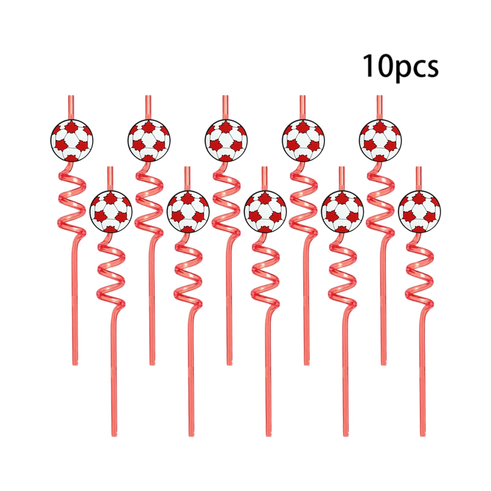 10 Pack Spiral Drinking Straws with Cartoon Soccer Theme Design ...