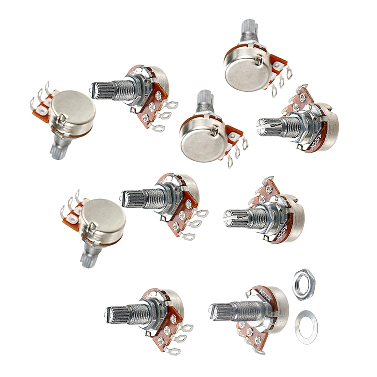 10 Pack Split Shaft 500K Potentiometer with 3 Pin Terminal Suitable for ...