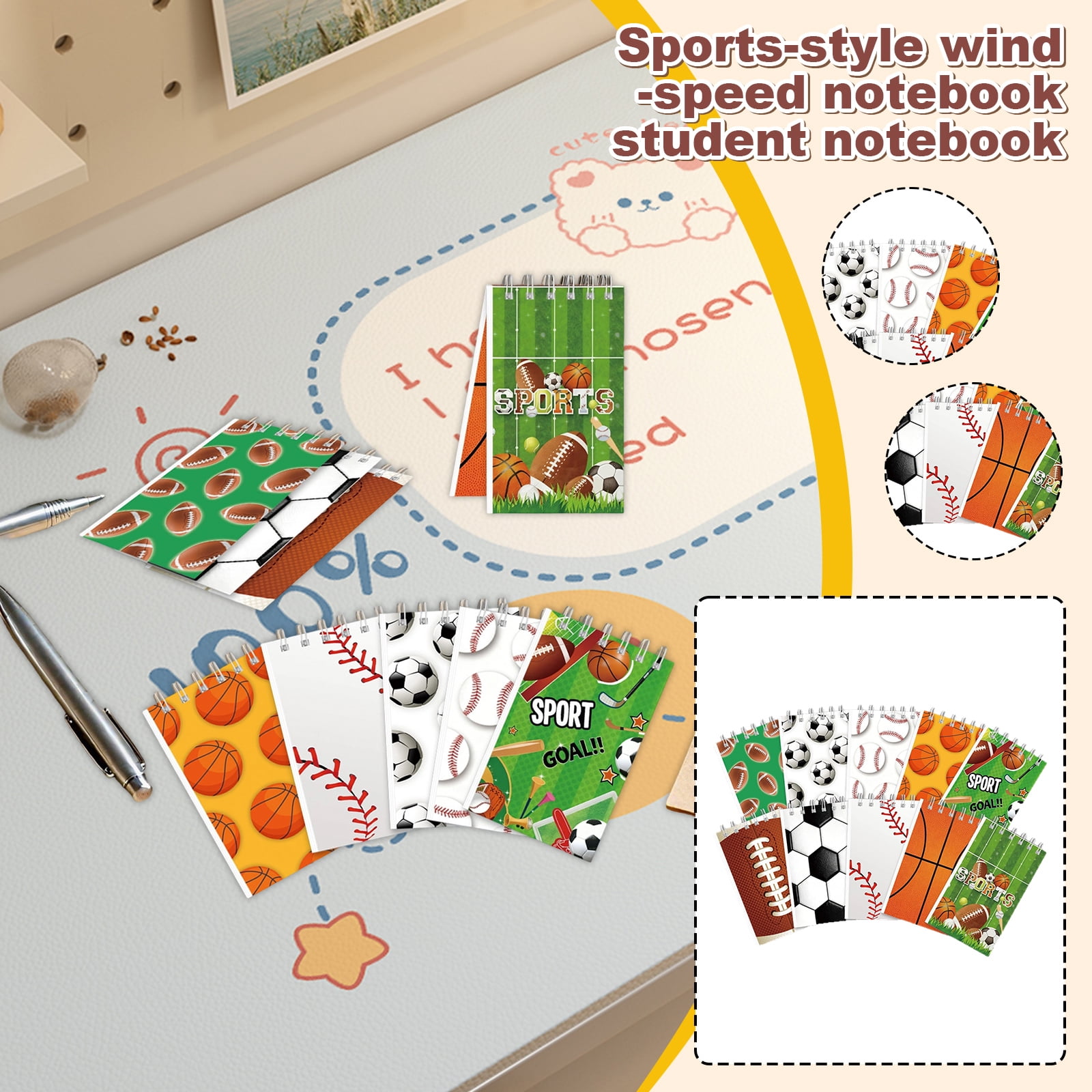 10-Pack Sports Themed Spiral Notebooks For Teens, All-Star Ball Designs ...