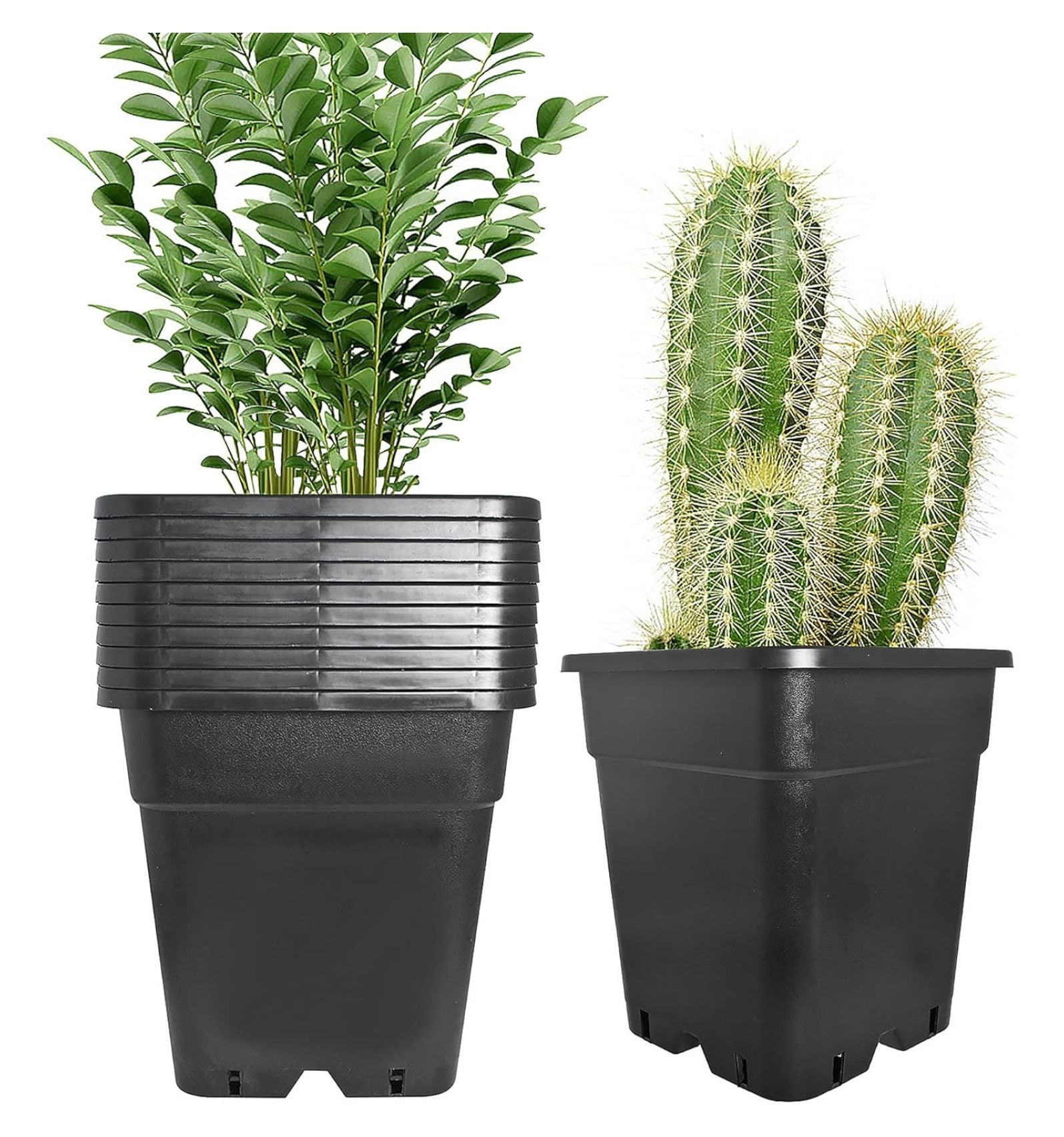 10 Pack Square Planter Nursery Pots 5.2 Gallon Pots for Plants, Plastic ...