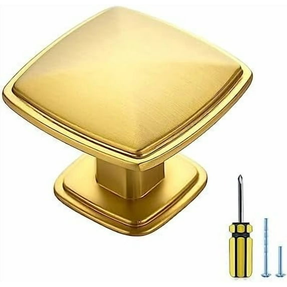 10 Pack Square Single Hole Gold Kitchen Cabinet Knobs Dresser Drawer ...