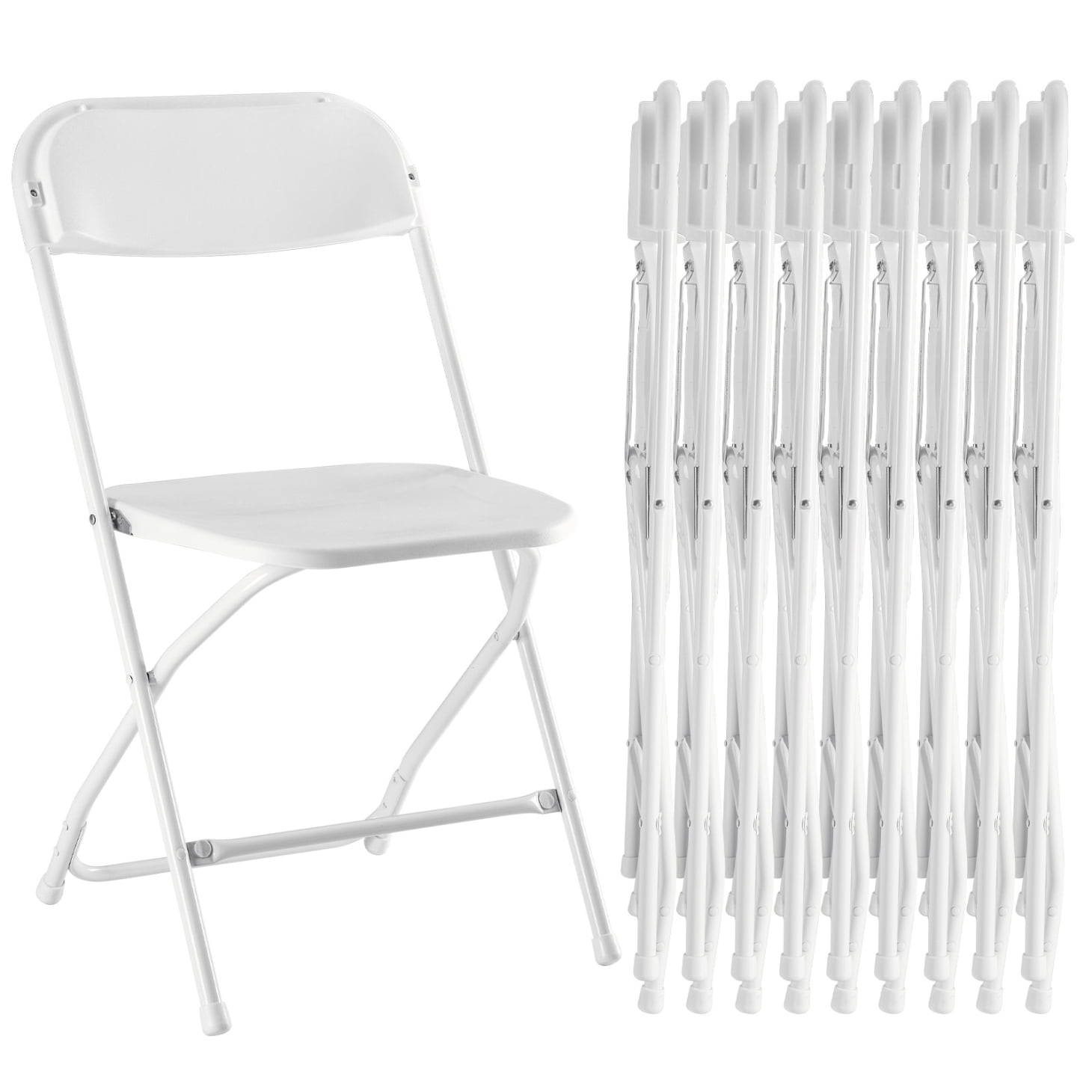 10-Pack Stackable Plastic Folding Chairs with Iron Frame – Lightweight ...