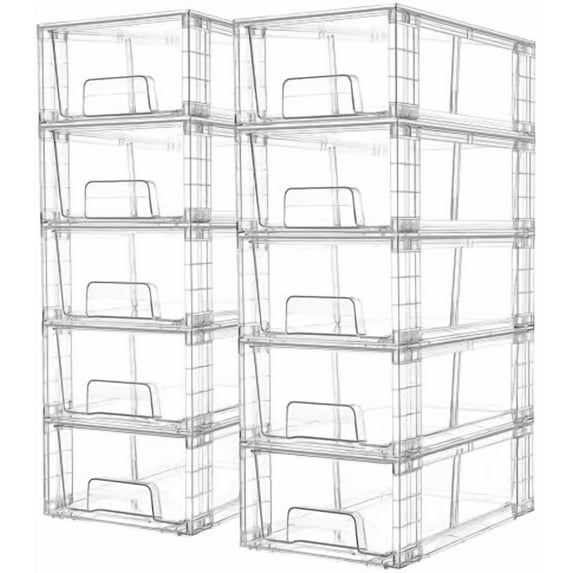 10 Pack Stackable Storage Drawers,Clear Acrylic Drawer Organizers with Handles, Easily Assemble ...