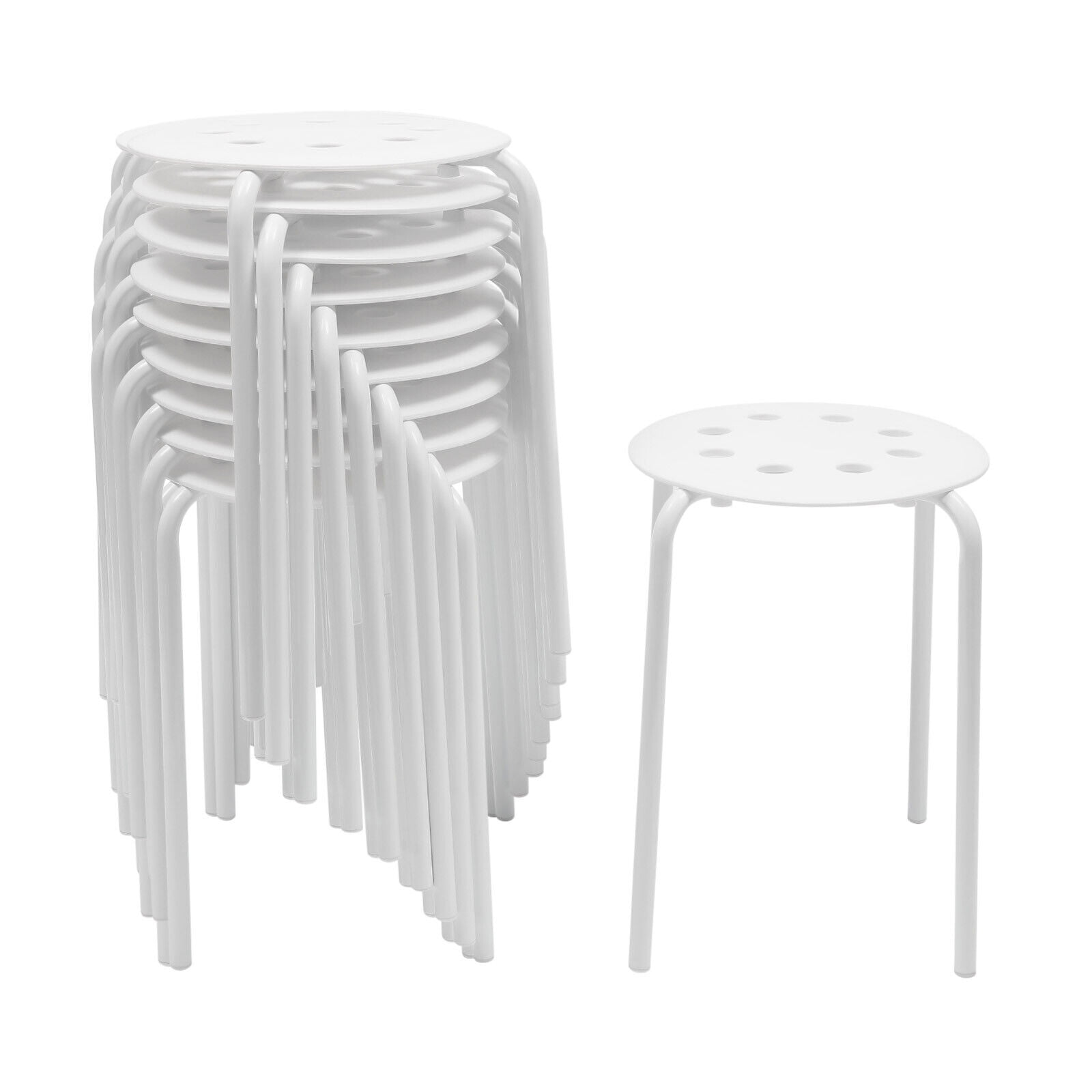 10 Pack Stacking Stools Set with Metal Frame 17 Inch Portable Classroom ...