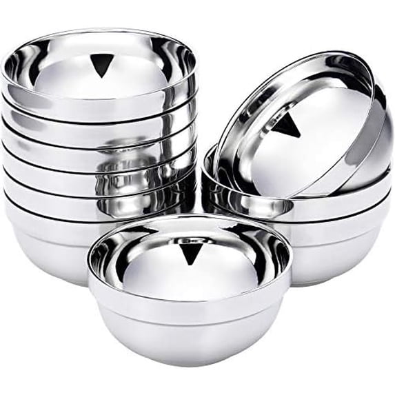 10 Pack Stainless Steel Bowls Double-walled Insulated Soup Bowls ...