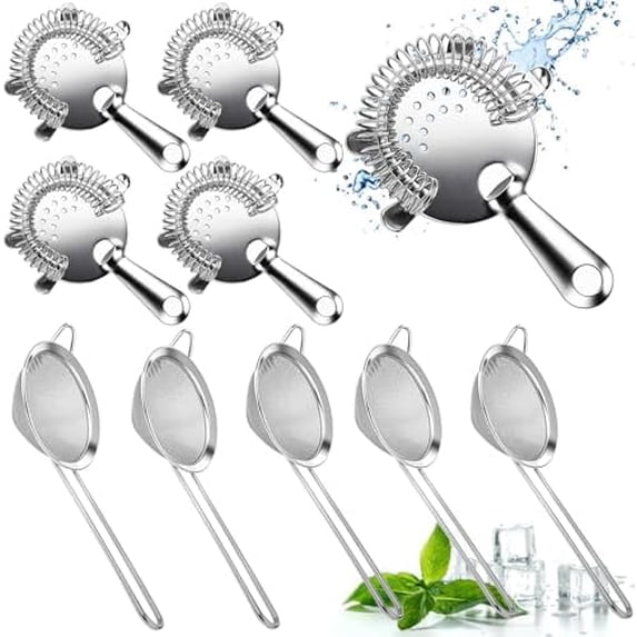 10 Pack Stainless Steel Cocktail Strainer,5 Pcs Cone Shaped Small Fine ...