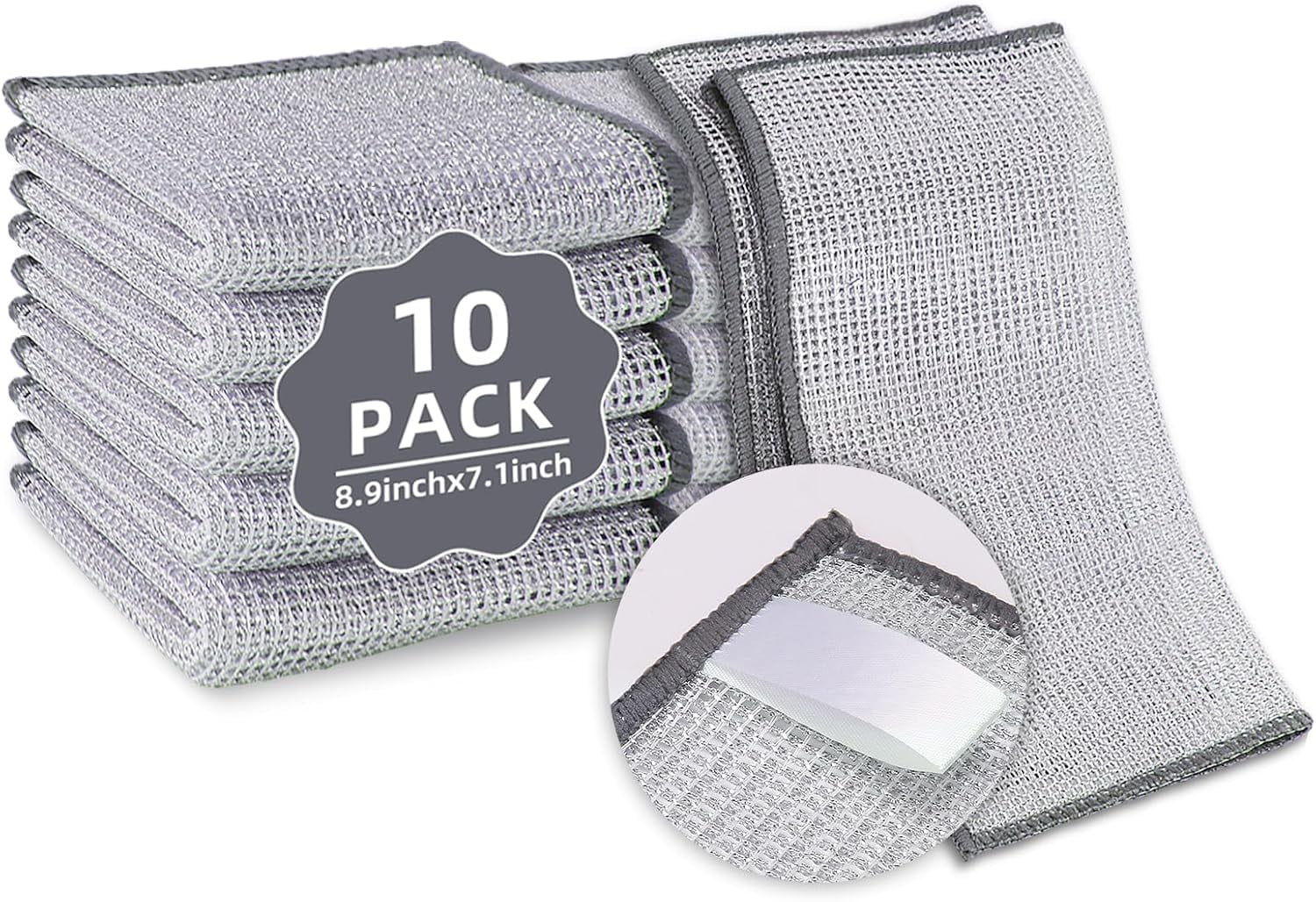 10 Pack Stainless Steel Scrubber, Reusable Diamond Weave Scrubber ...