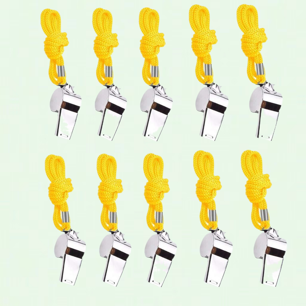 10 Pack Stainless Steel Sports Whistle with String, Loud Emergency ...