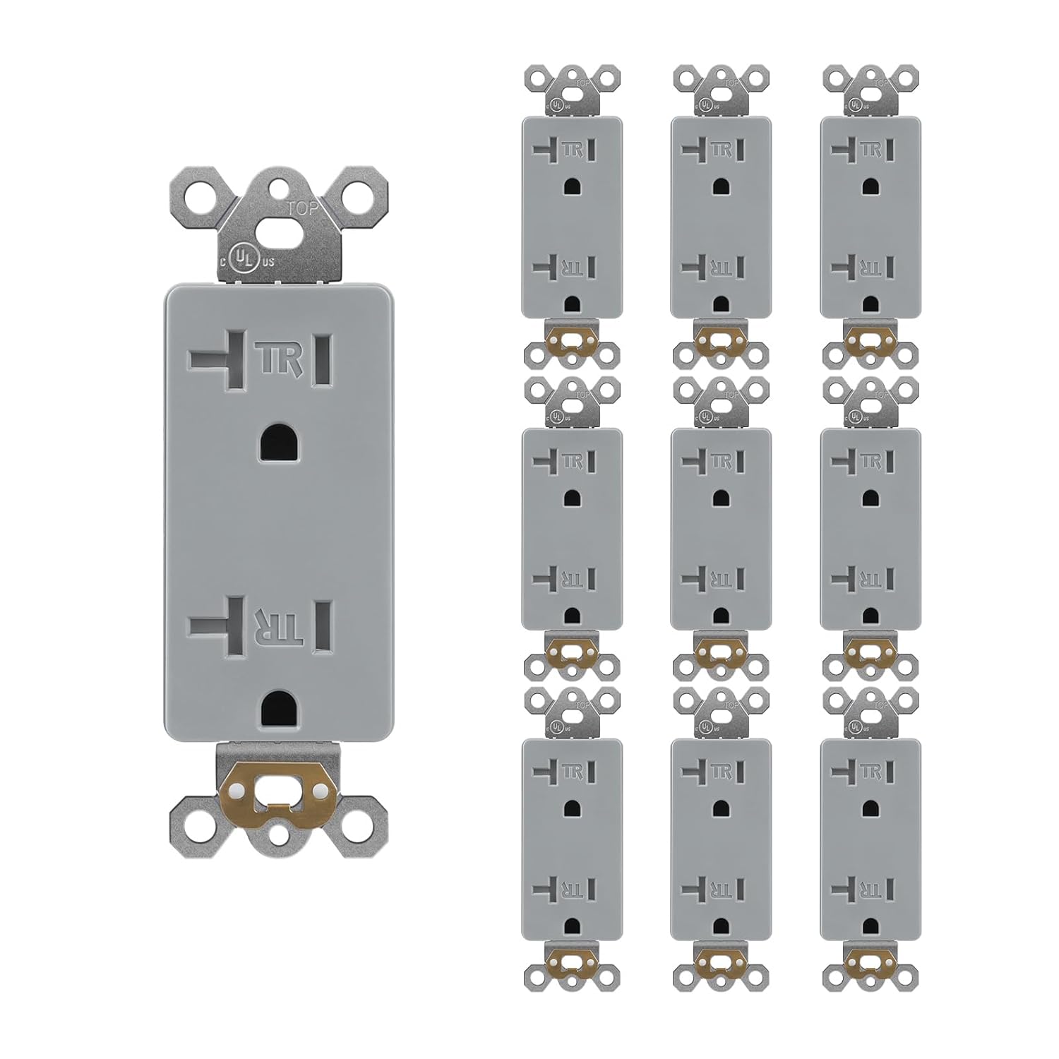 10 Pack Standard Decorator Electrical Wall Receptacle, 20 Amp Tamper ...