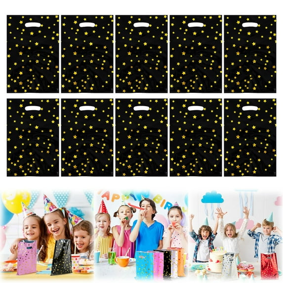 10 Pack Star Pattern Party Favor Bags - Sturdy Goodie Bags for Birthday ...